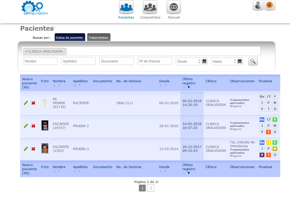 oralvision en ORALVISION: Crear un paciente